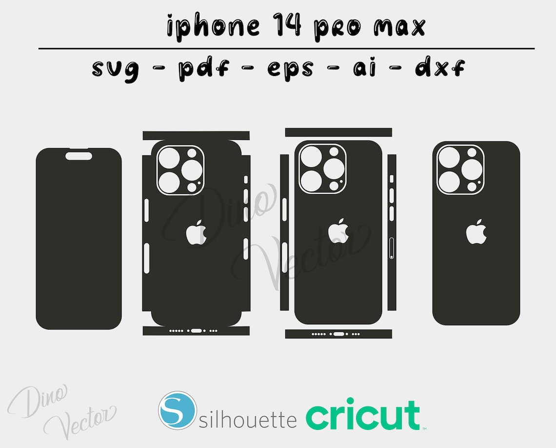 Apple iPhone 14 Pro Max Skin Template - Cricut Vector Cut File - Wrap ...