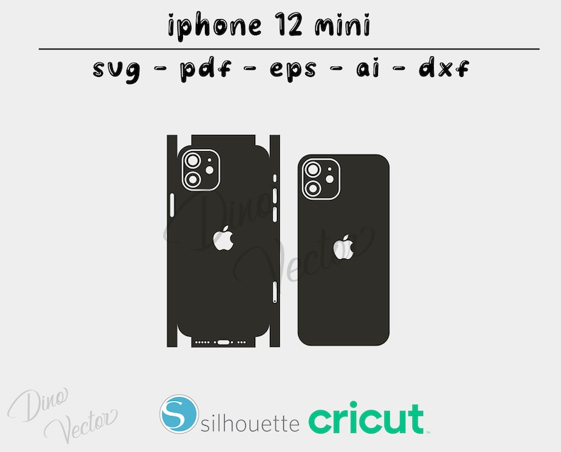 Apple iPhone 12 Mini Skin Template - Cricut Vector Cut File - Wrap ...