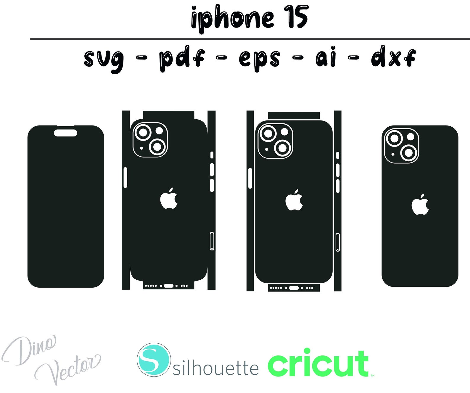 Apple iPhone 15 Skin Template - Cricut Vector Cut File - Wrap Template ...