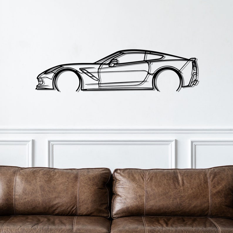 100% Made in Germany Corvette C7 Sport Car Metal Silhouette Wall Art ...