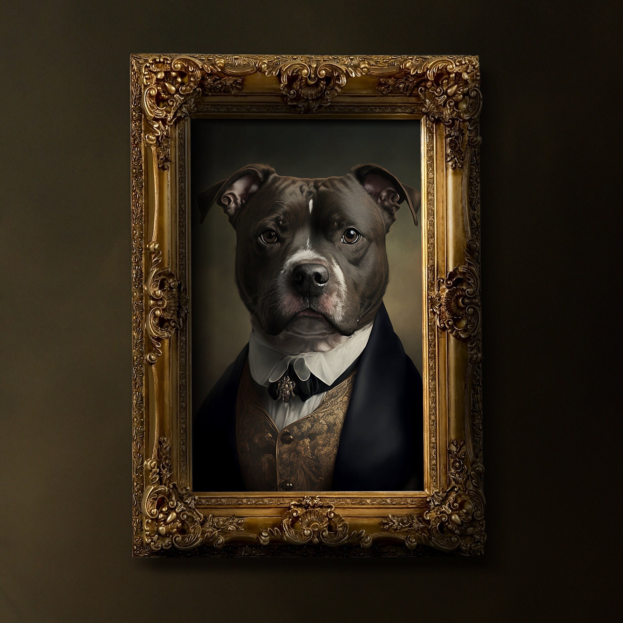 Elegant Staffy Gentleman Portrait Poster Perfect for Dog Lovers and ...