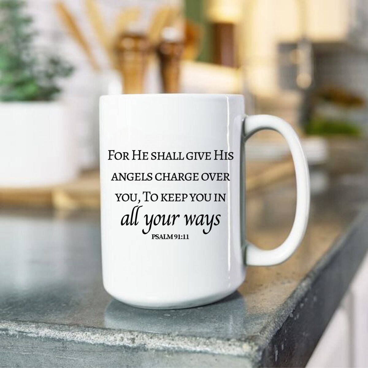 Bible Verse Coffee Mug Psalm 91:11 Christian Mug Christian Gifts ...