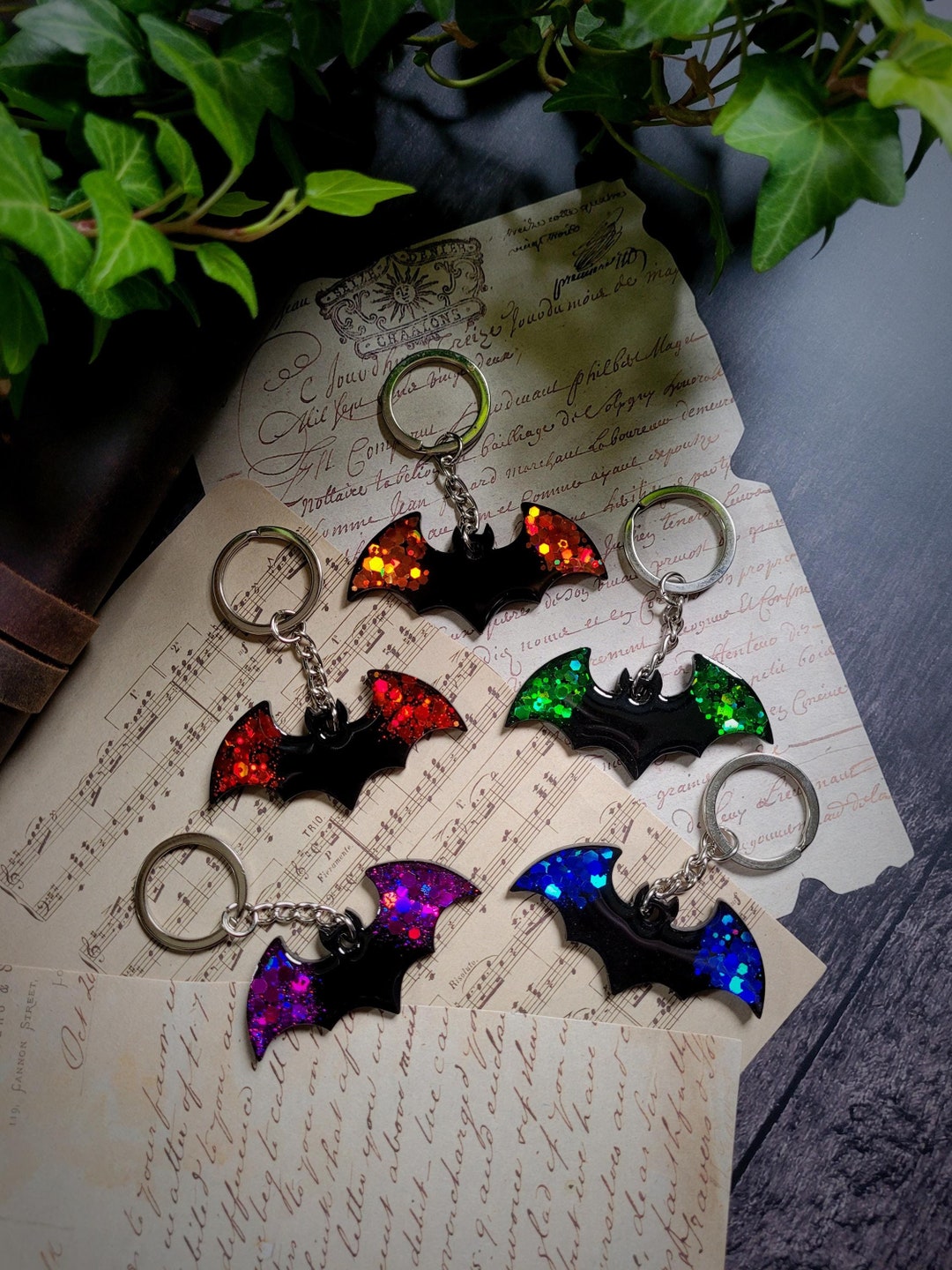 Bat Keychain Made of Resin in 5 Colors - Etsy