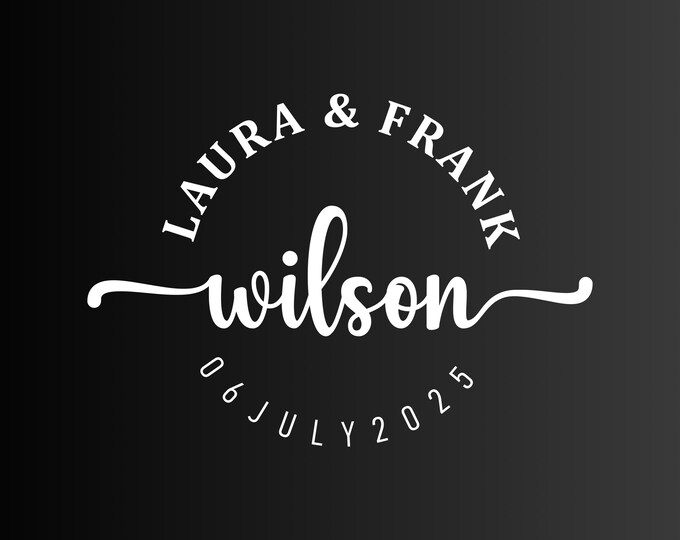 Wedding Logo Design With Last Name, Wedding Date, and Bride and Groom's ...