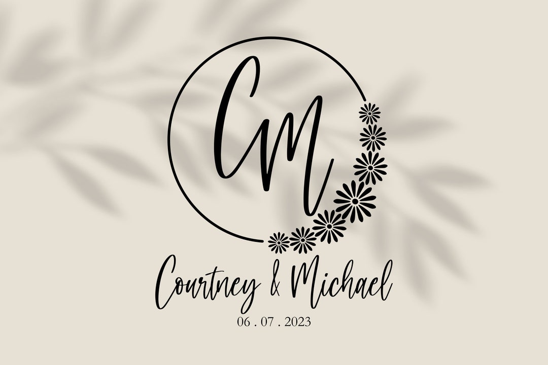 Custom Wedding Logo Monogram, Custom Design, Floral Logo, Couple Logo ...