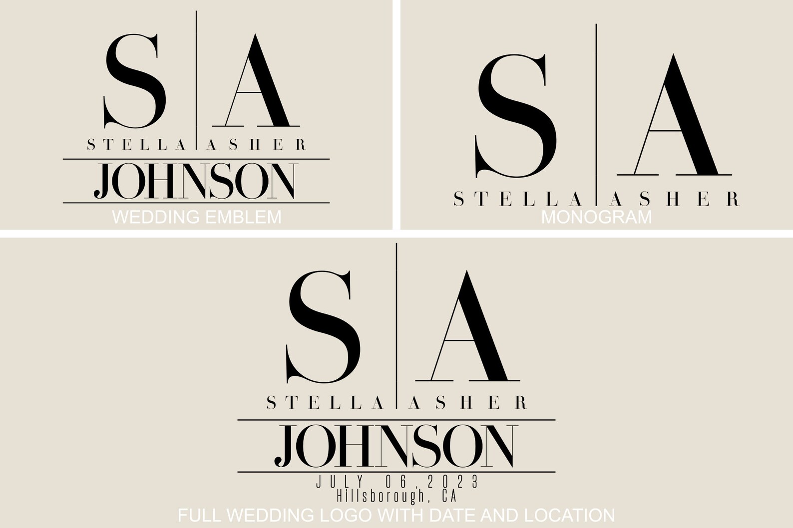 Personalized Wedding Logo Design: Modern Couple Monogram (digital ...
