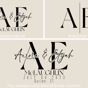 Custom Wedding Logo, Wedding Monogram, Retro Couple Crest, Initials ...