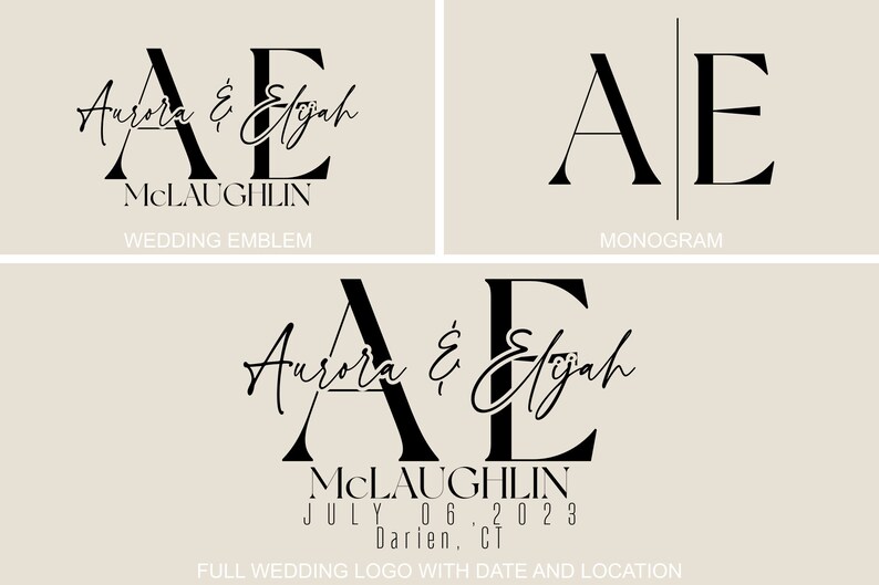 Custom Wedding Logo, Wedding Monogram, Retro Couple Crest, Initials ...