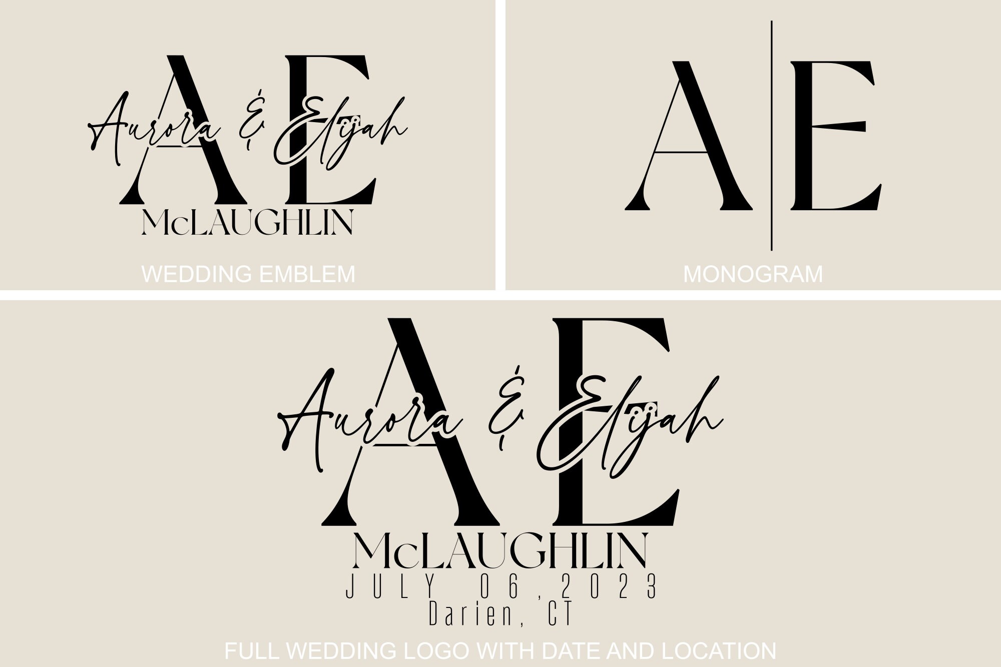 Custom Wedding Logo, Wedding Monogram, Retro Couple Crest, Initials ...