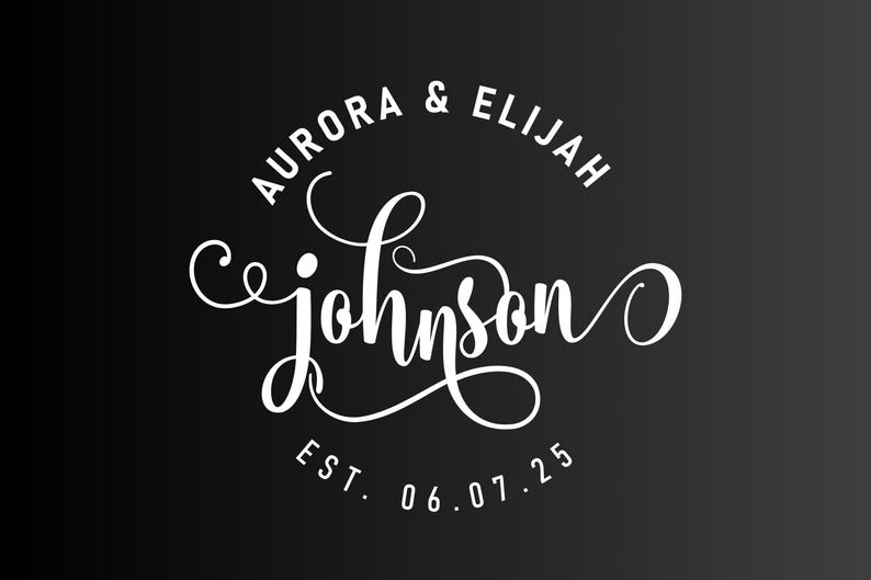 Custom Wedding Logo Design With Last Name, Established Date Monogram ...
