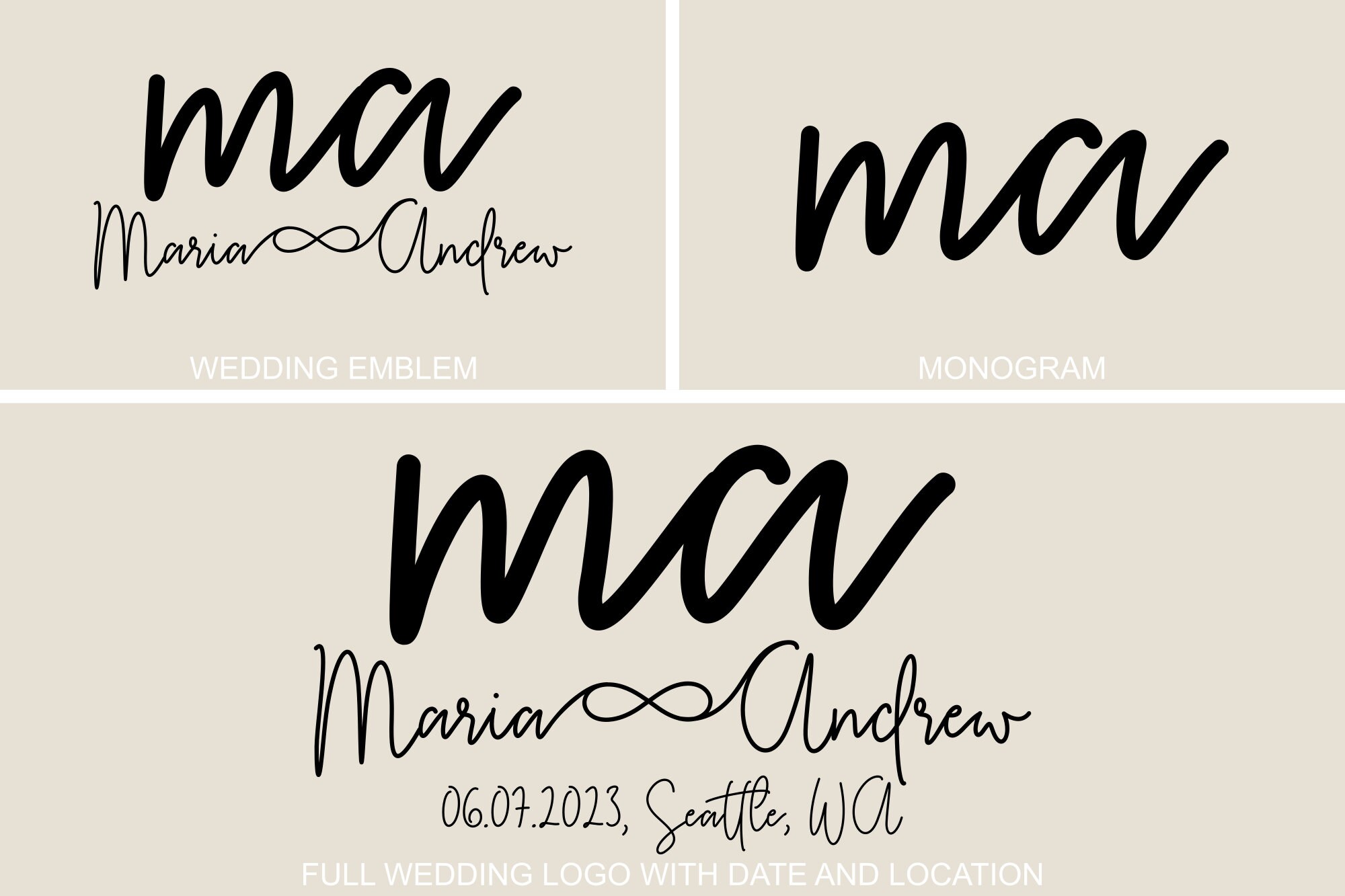 Custom Wedding Logo Custom Wedding Monogram Photography Logo - Etsy