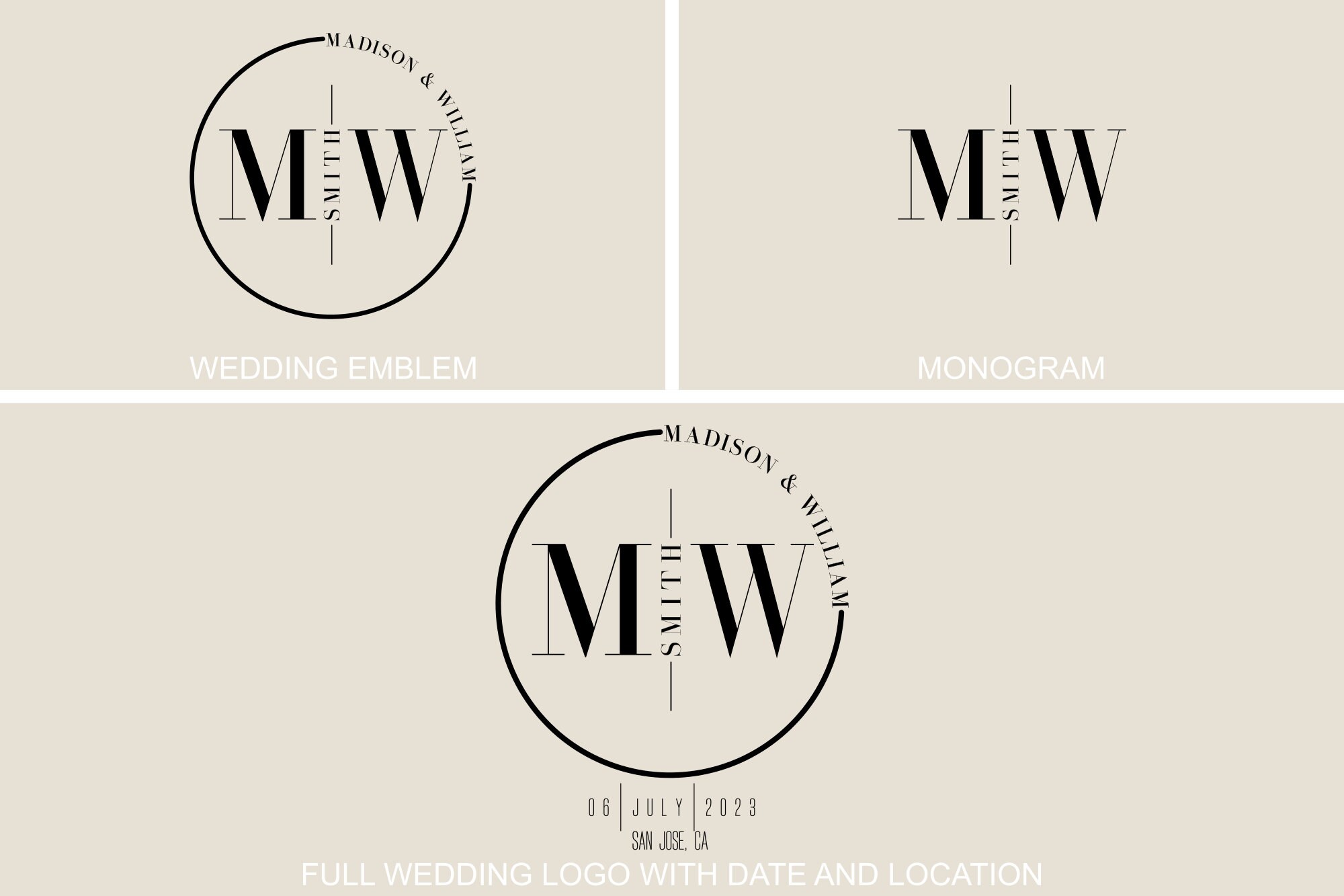 Custom Wedding Logo, Wedding Monogram, Wedding Initial Logo, Couples ...