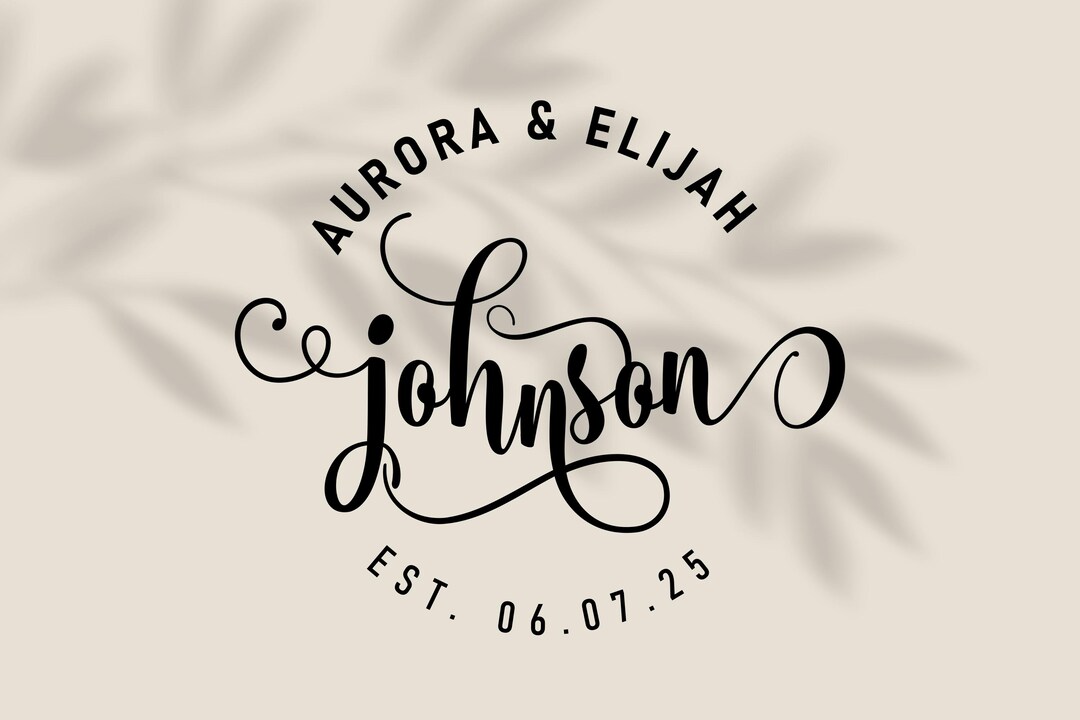 Custom Wedding Logo Design With Last Name, Established Date Monogram ...