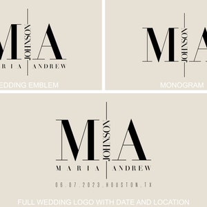 Personalized Wedding Logo Design: Modern Couple Monogram (digital ...