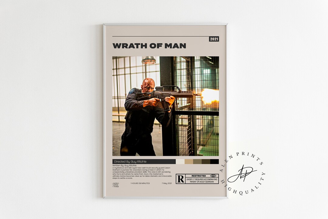 Wrath of Man, Jason Statham, Minimalist Movie Poster, Vintage Retro Art ...
