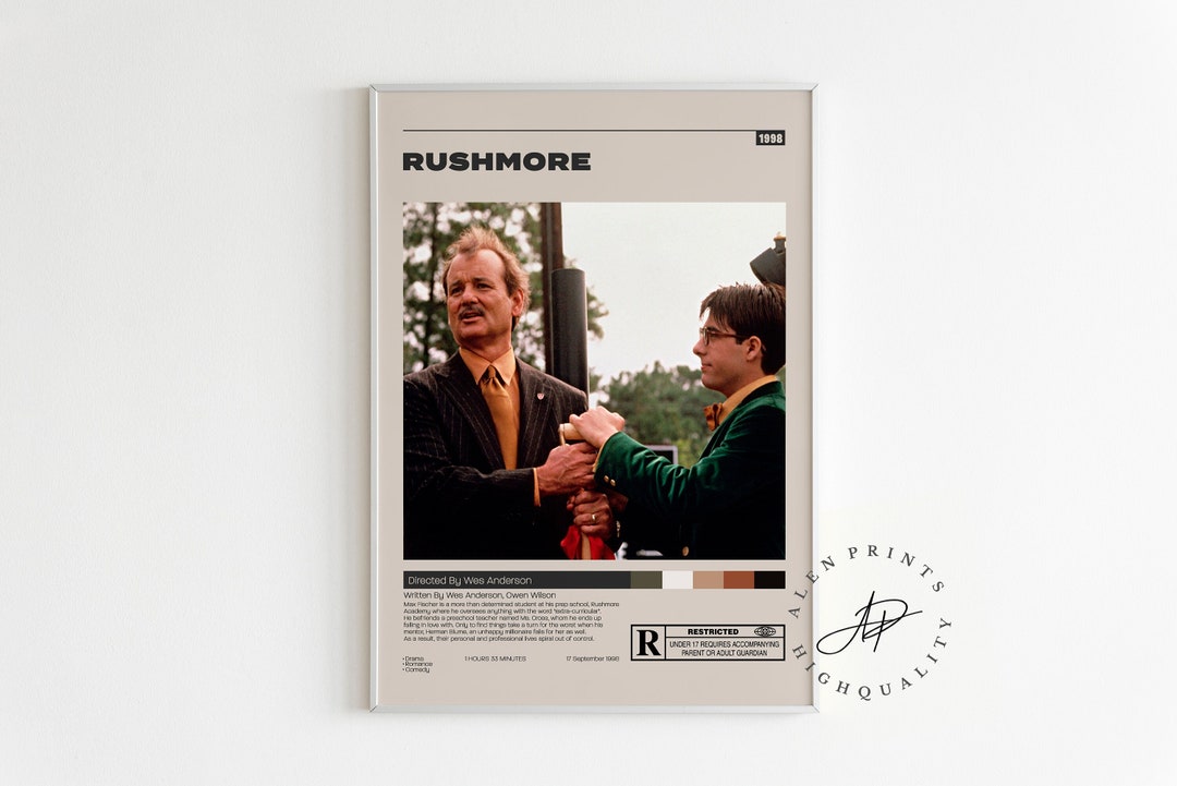 Rushmore Poster, Wes Anderson, Minimalist Movie Poster, Vintage Retro ...
