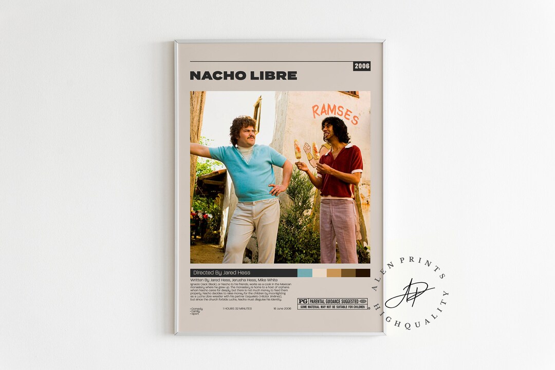 Nacho Libre Poster, Jared Hess, Minimalist Movie Poster, Vintage Retro ...