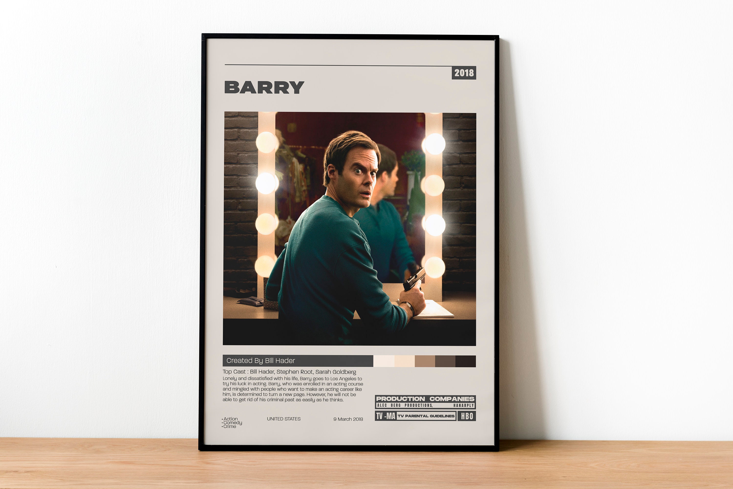 Barry Poster, Bill Hader, Minimalist Tv Series, Vintage Retro Art Print ...