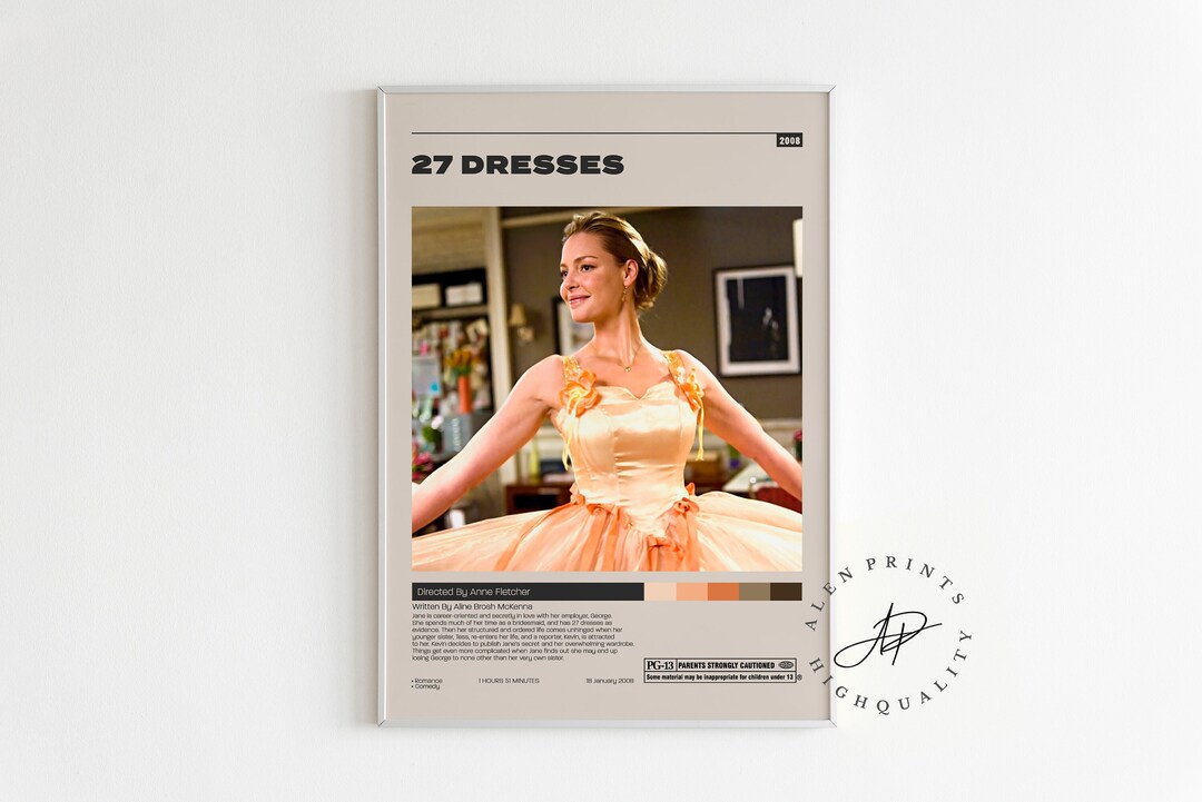 27 Dresses Poster, Anne Fletcher, Minimalist Movie Poster, Vintage ...