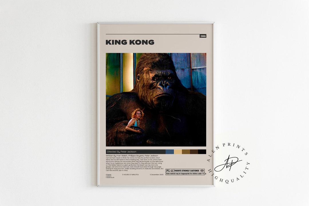 King Kong Poster, Peter Jackson, Minimalist Movie Poster, Vintage Retro ...
