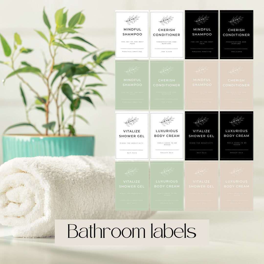 Bathroom Labels | Digital Download | Contemporary Bathroom Labels ...