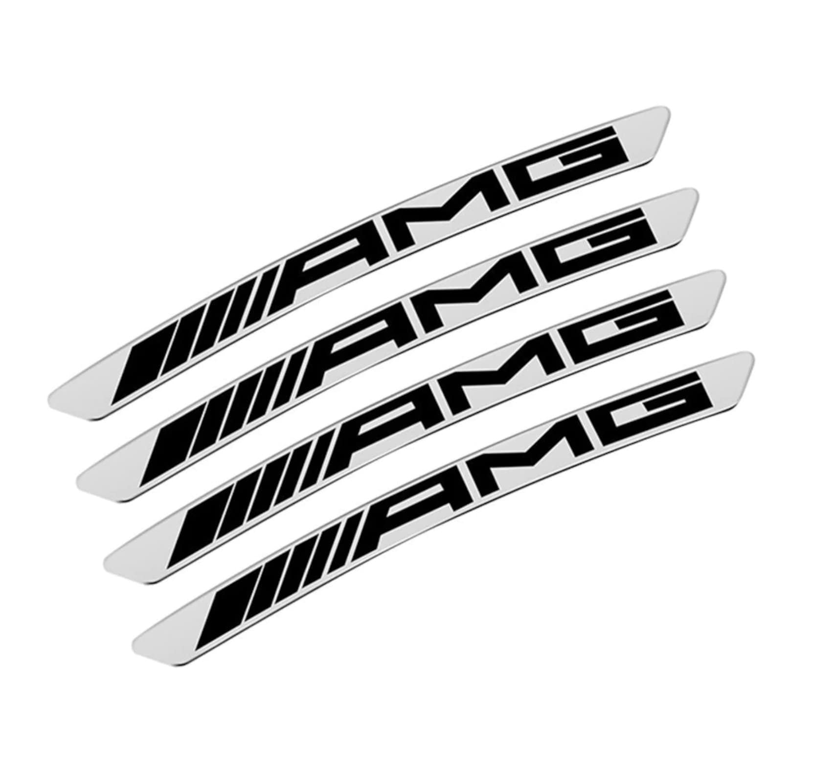 AMG Mercedes Benz Wheel Decals Sticker 4 Pieces Silver Black AMG Emblem ...