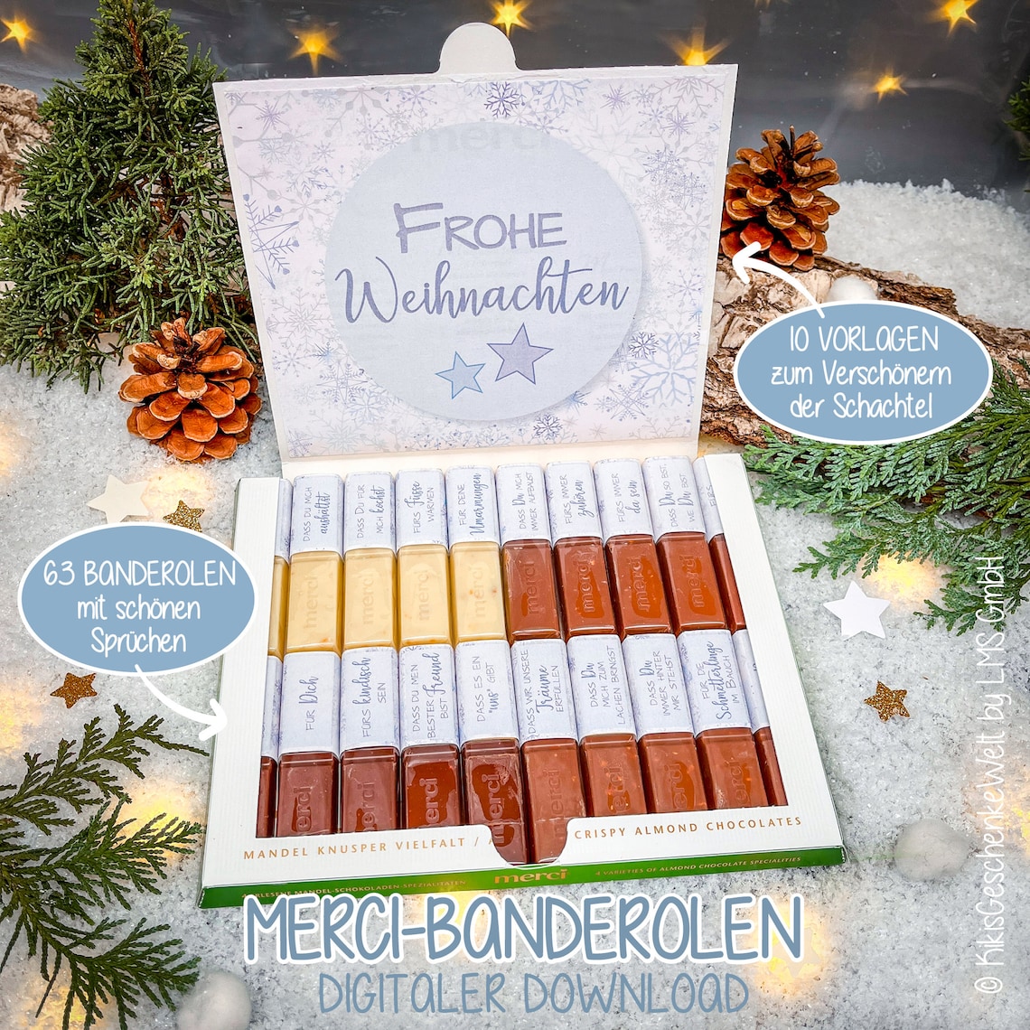 Merci Banderoles Christmas Edition for Download, Merci Gift Box ...
