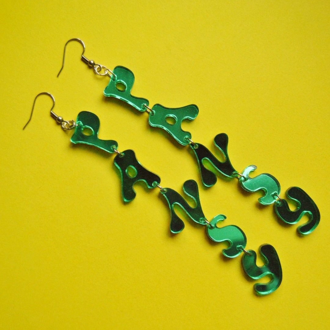 Pansy Green Word Earrings - Etsy
