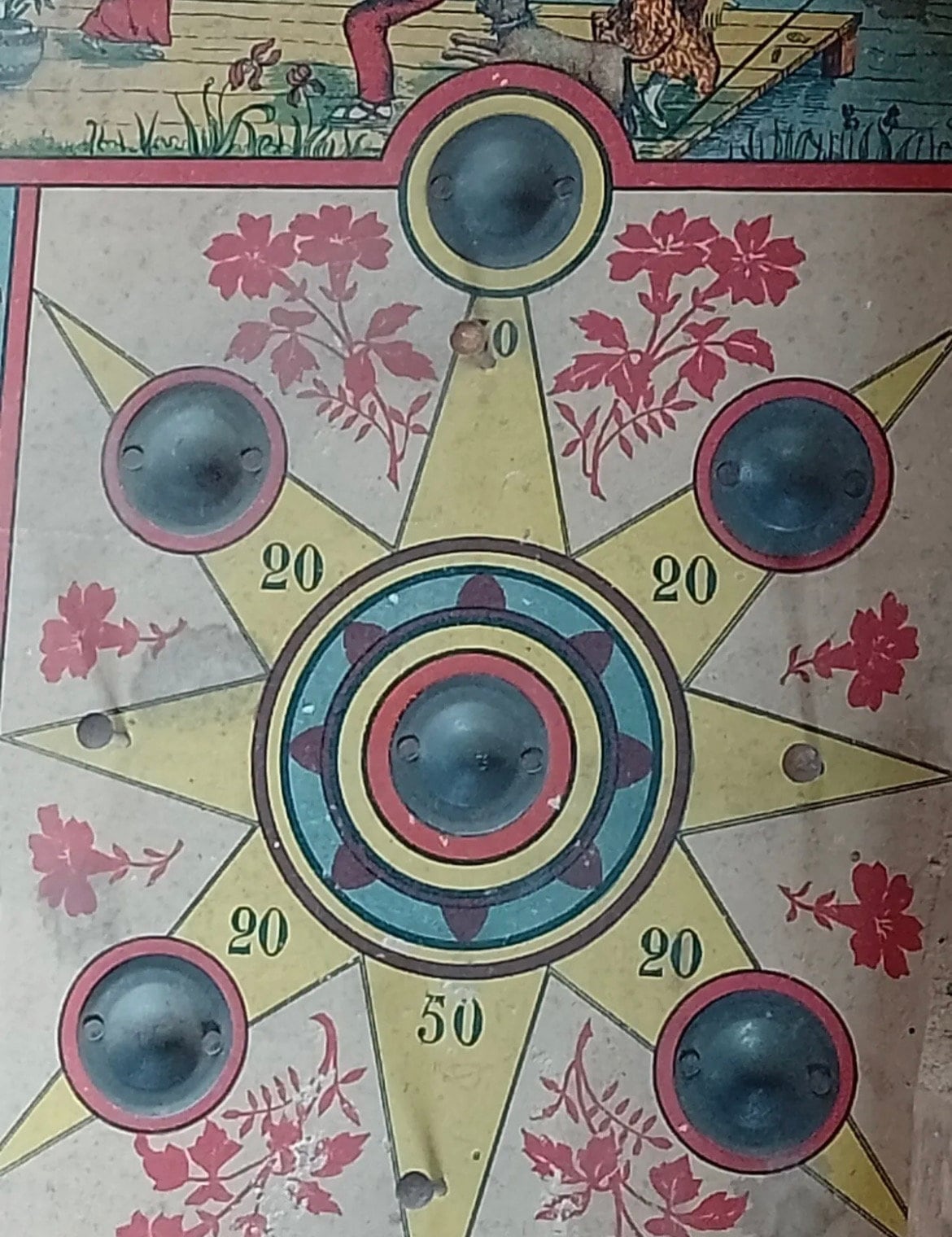 Antique French Wooden Bagatelle Toy Pinball Machine From the Early ...