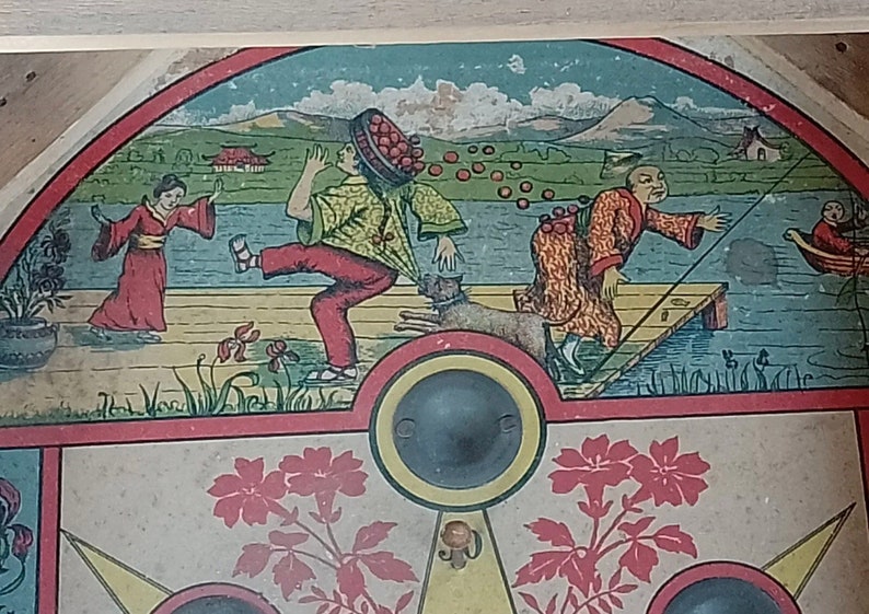 Antique French Wooden Bagatelle Toy Pinball Machine From the Early ...