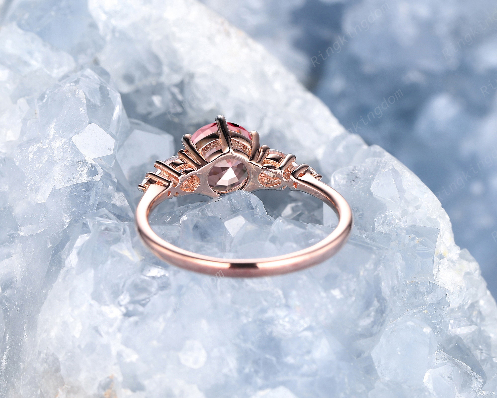 Unique Round Shape Pink Sapphire Engagement Ring, Vintage Rose Gold ...