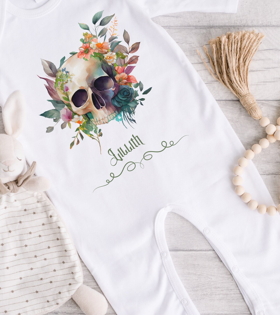 Goth Baby Clothes Personalised Boys or Girls Bib & Babygrow, Emo ...