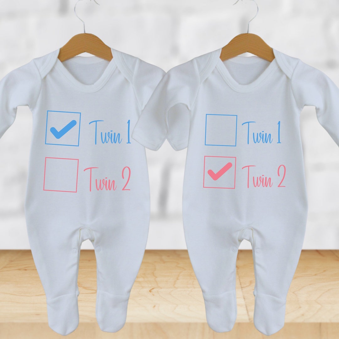 Twin Baby Girl Twin Baby Boy Outfits Twin 1 & Twin 2 Baby Sleepsuit ...