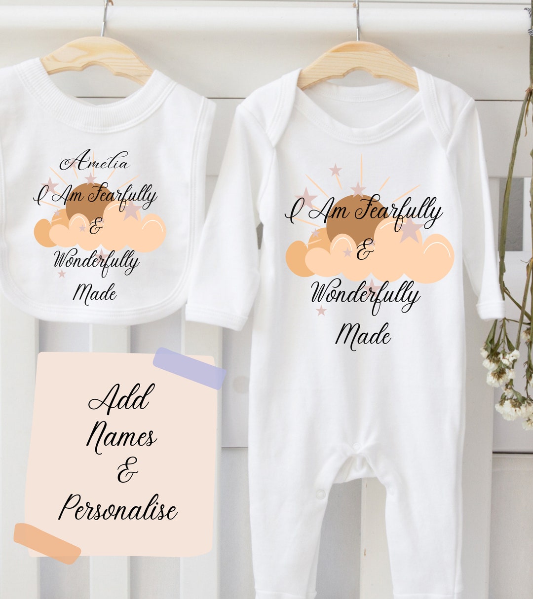 Fearfully & Wonderfully Made Baby Grow Set, Religious, Spiritual Baby ...
