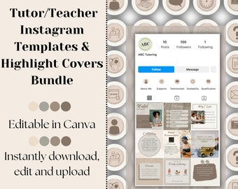 Teacher Tutor Instagram Template Bundle Grid and Story Templates ...