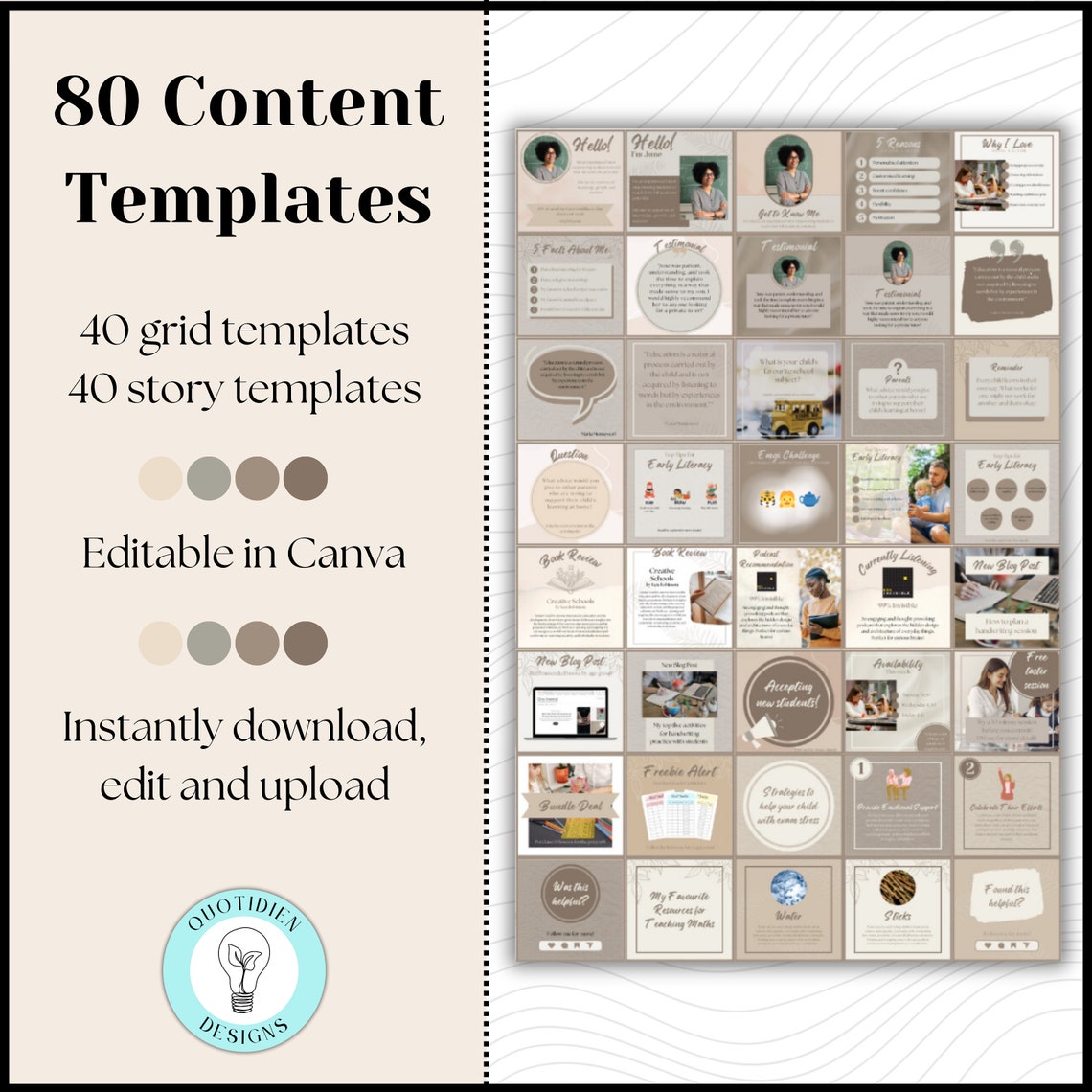Teacher Tutor Instagram Template Bundle Grid and Story Templates ...
