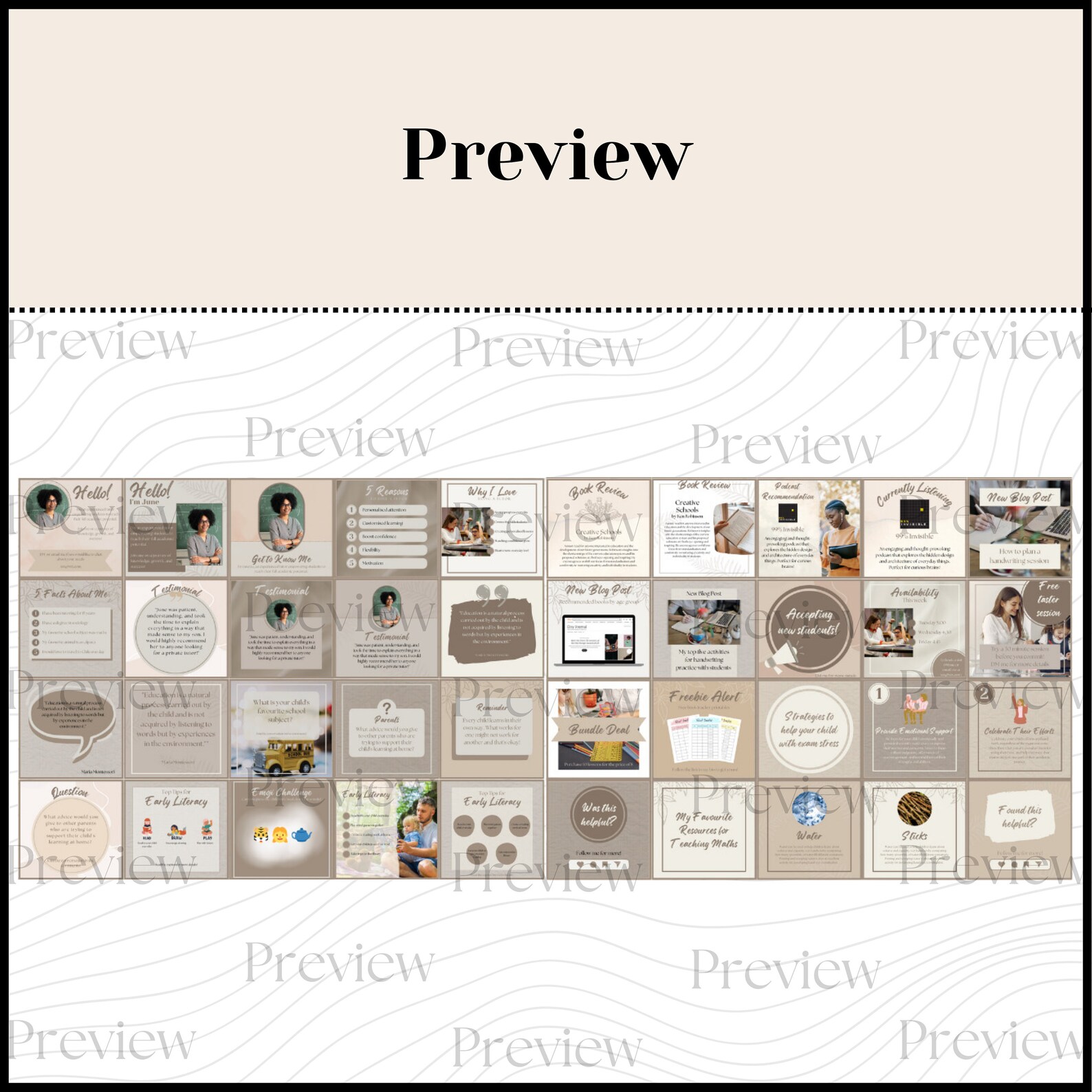 Teacher Tutor Instagram Template Bundle Grid and Story Templates ...