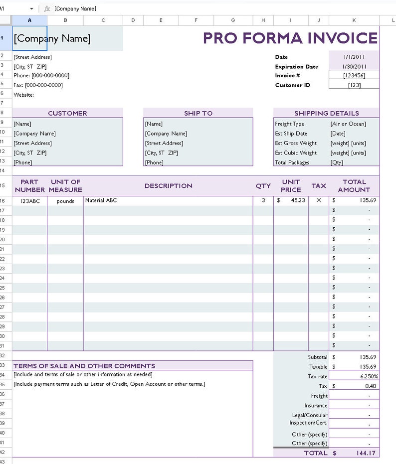 Pro Forma Invoice B2B B2C Invoice Order Tracking Customer Product ...