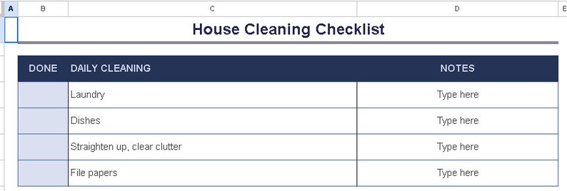 House Cleaning Checklist Maid Work List Home Cleaning Maintenance ...