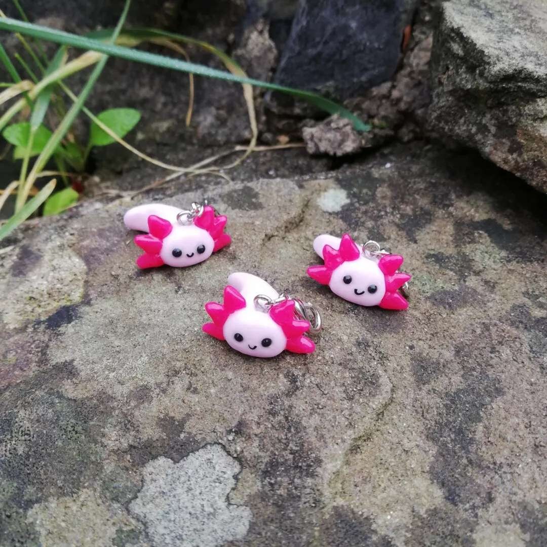 Cute Kawaii Miniature Axolotl Charm | Polymer Clay Jewlery, Gifts ...