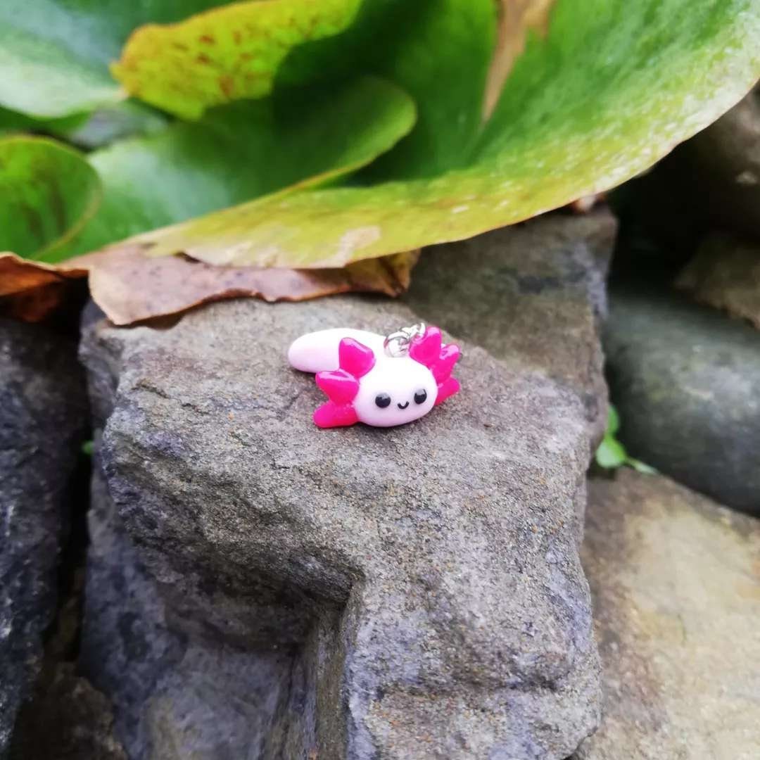 Cute Kawaii Miniature Axolotl Charm | Polymer Clay Jewlery, Gifts ...