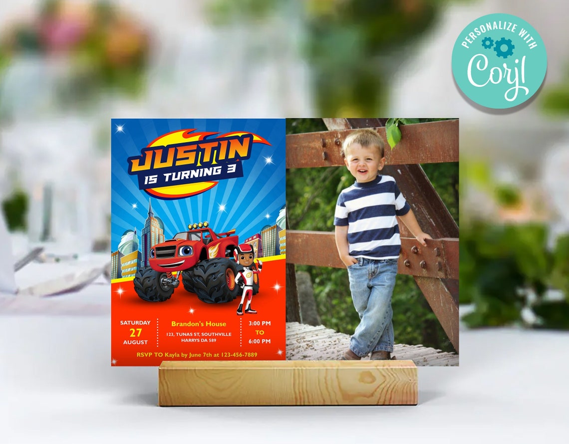 Blaze Invitation Blaze Birthday Printable Photo Invitation - Etsy