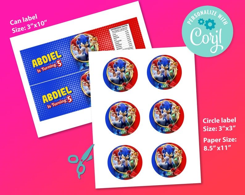 Sonic Pringles Label Sonic Party Supplies Labels Sonic - Etsy