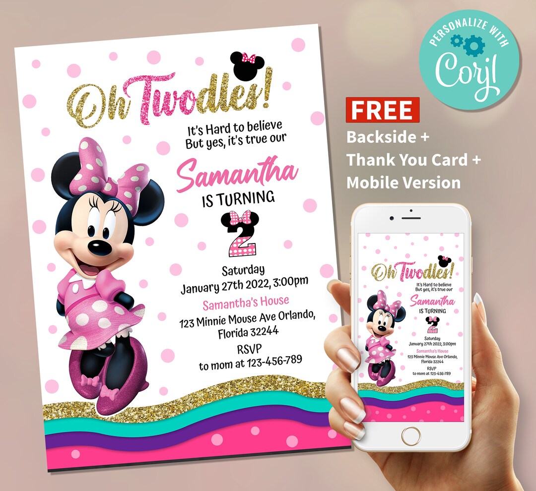 Minnie Invitation Minnie Birthday Printable Invitation Minnie - Etsy