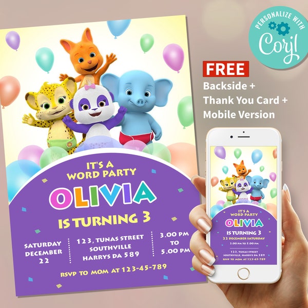 Word Party Invitations - Etsy