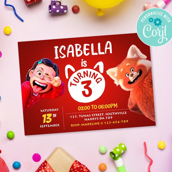 Turning Red Birthday Invitation - Etsy