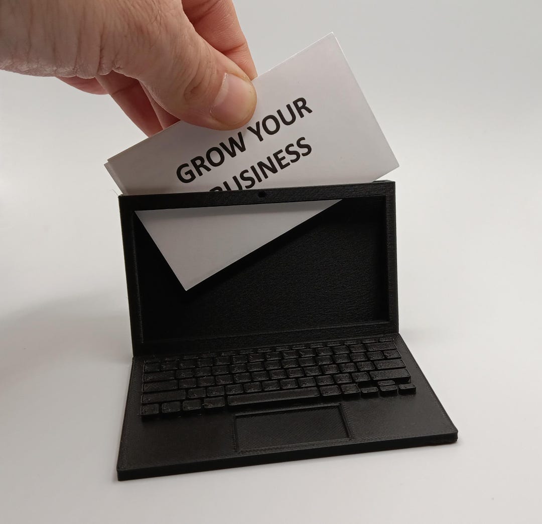 3D Printed Mini Laptop Business Card Holder Customizable With Your Own ...