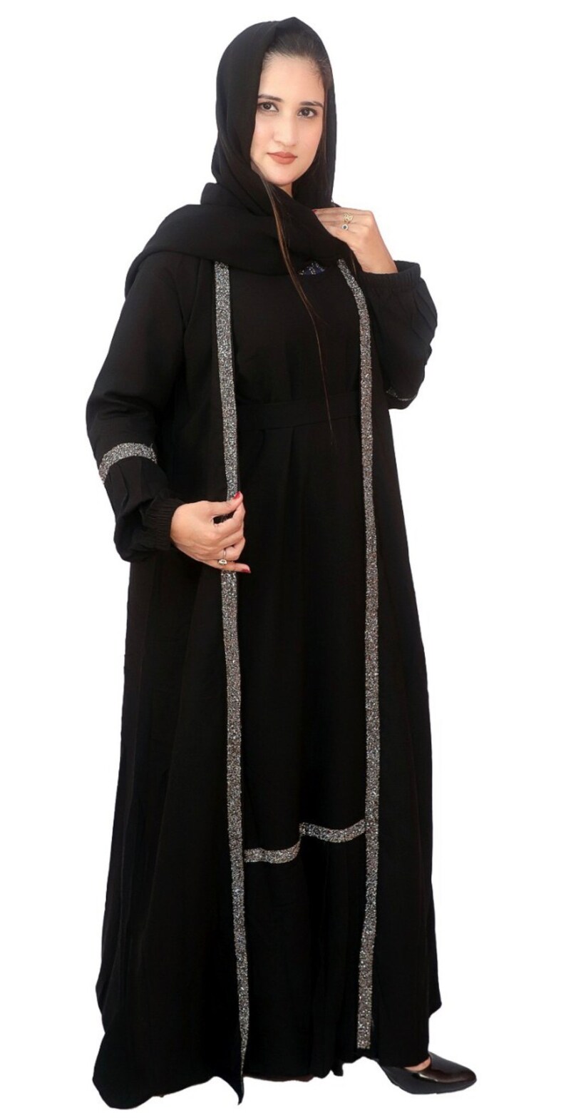 Stylish Dubai Abaya for Muslim Women, Beautiful Black Stone Work ...