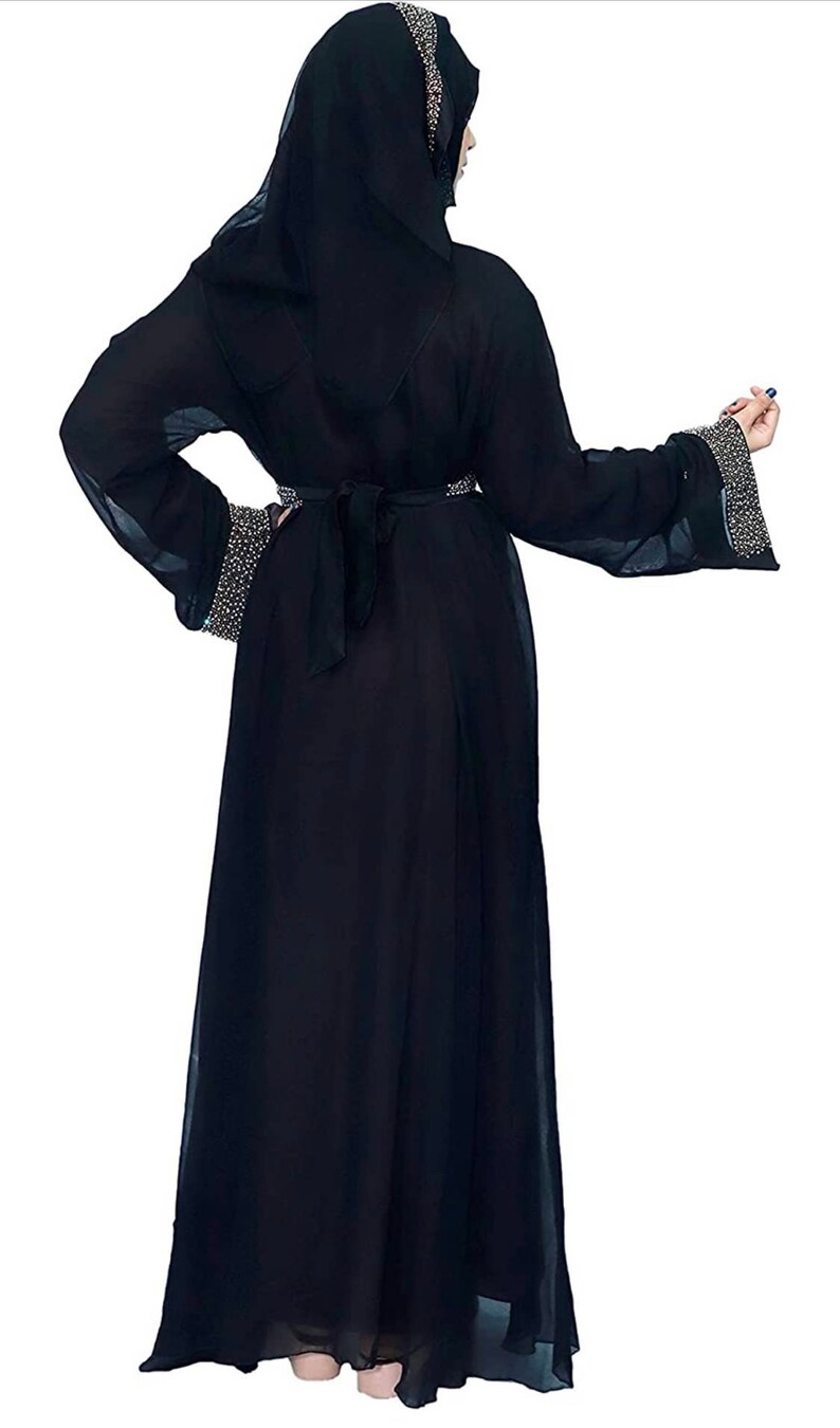 Stylish Dubai Abaya for Muslim Women, Beautiful Black Stone Work ...