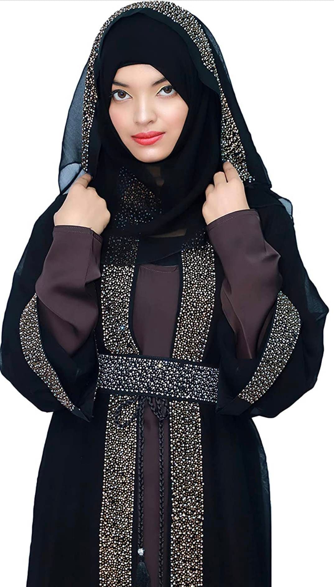 Stylish Dubai Abaya for Muslim Women, Beautiful Black Stone Work ...